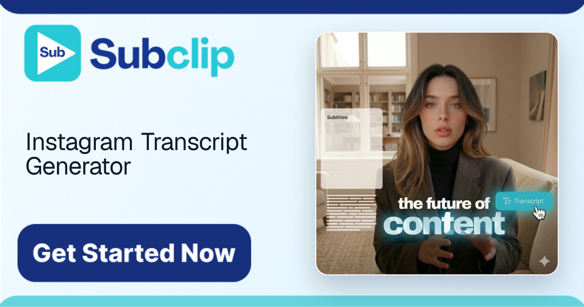 Instagram Transcript Generator - Subclip AI Video Editor